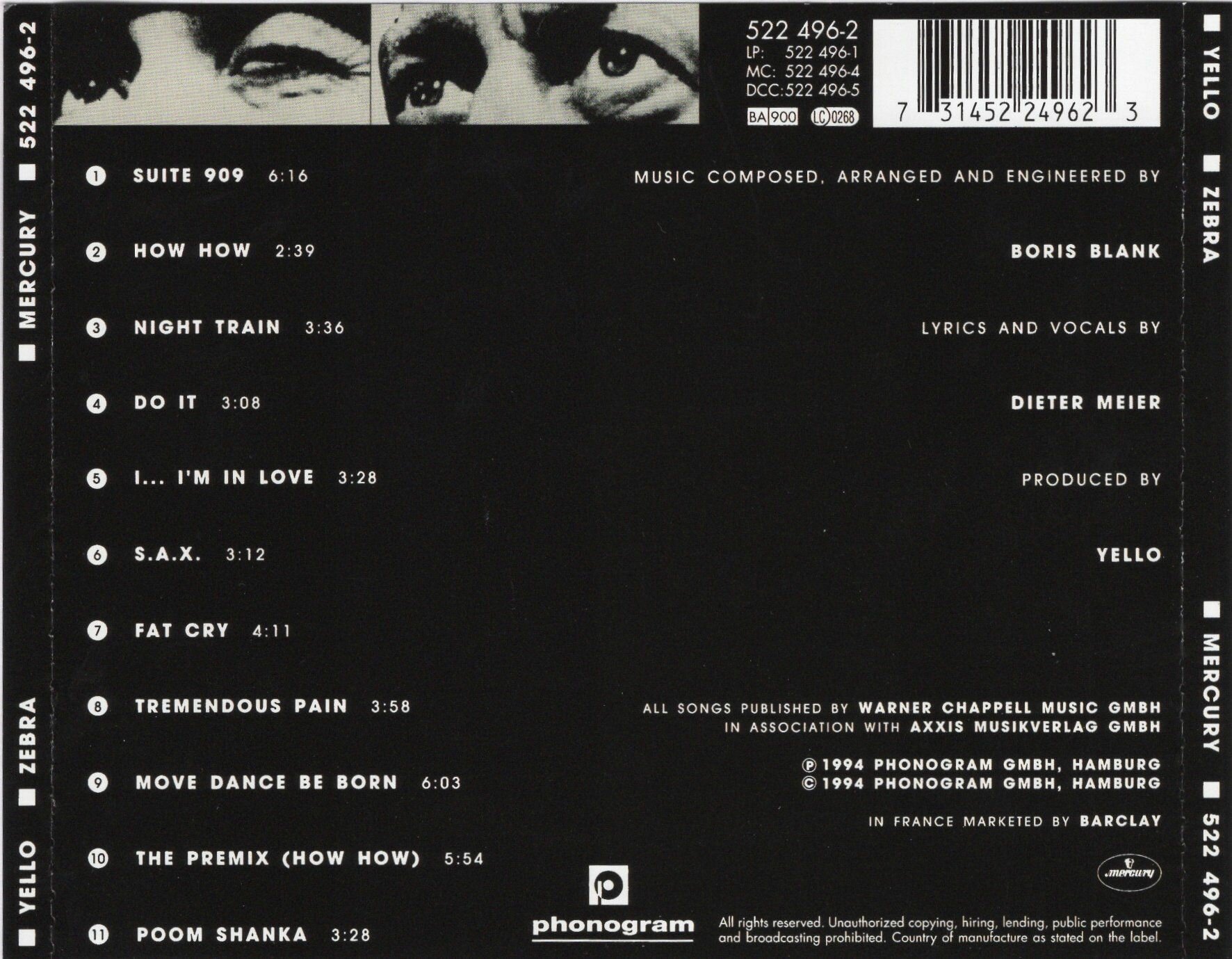Yello - Zebra, 8-page, CD-Аудио — фото 1