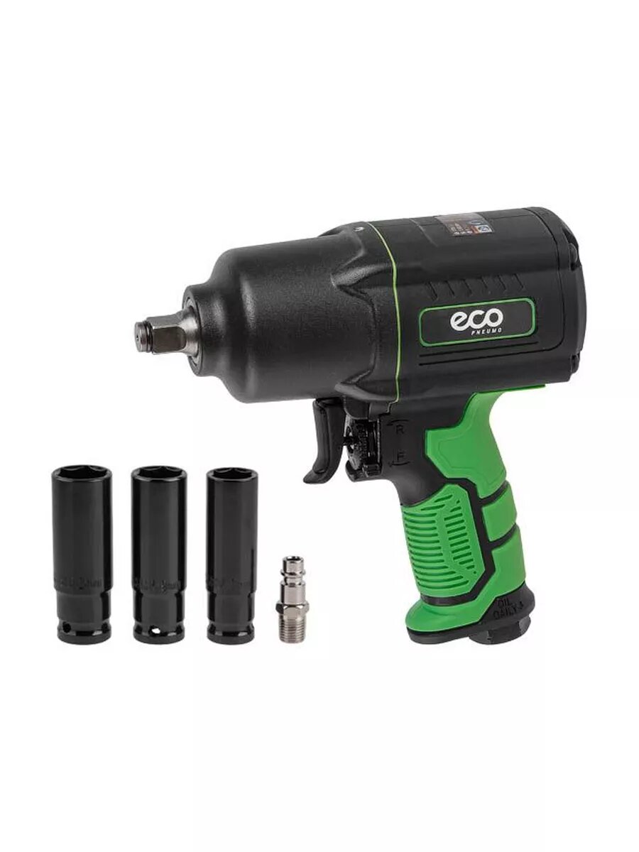 Пневмогайковёрт Eco AIW-1500S 1300/1700 Нм twin hammer, черно-зеленый, 1300 Нм, 7000 об/мин
