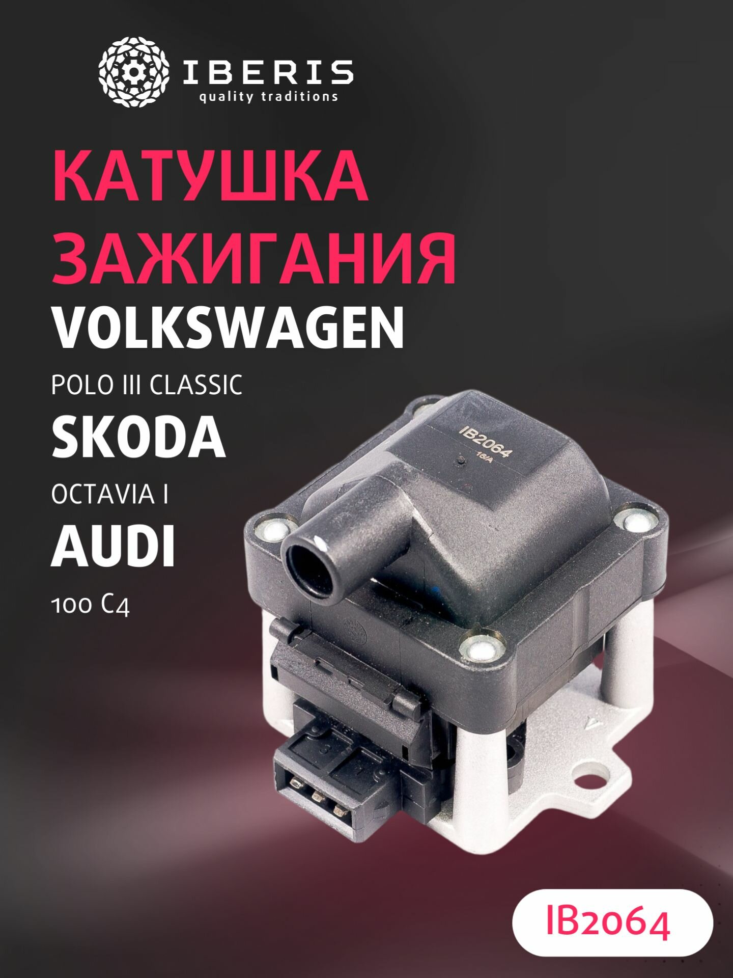 Катушка зажигания Фольксваген Поло 3 Классик, Шкода Октавия 1, Ауди 100, VW POLO III CLASSIC -02, SKODA OCTAVIA I -10, AUDI 100 C4 -94, 357905104, IC2407