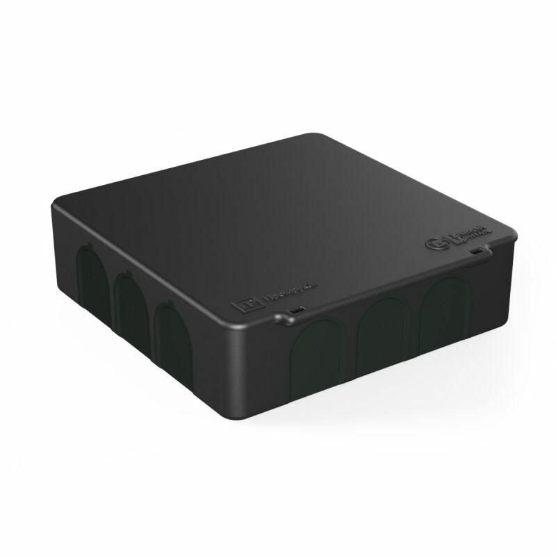 Коробка распределительная 100х100х30 (HF) двухкомп. Безгалоген. для прям. монтажа черн. (уп.48шт) Промрукав 60-0302-9005