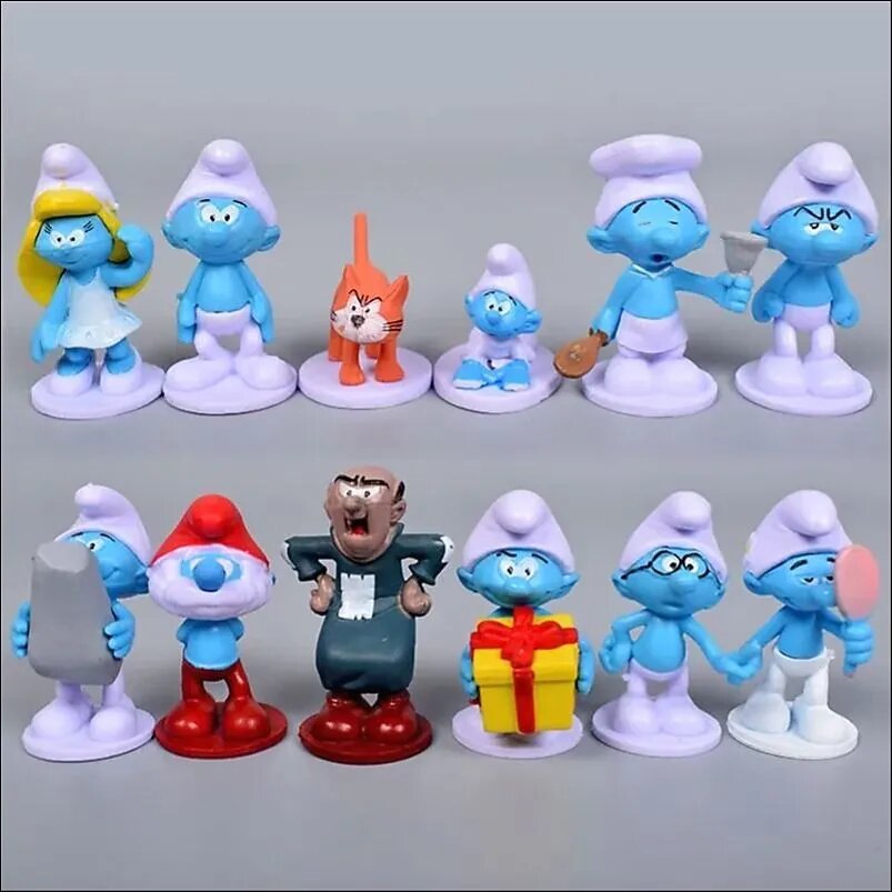 Набор фигурок Смурфики Аниме фигурки игрушки для детей 12шт