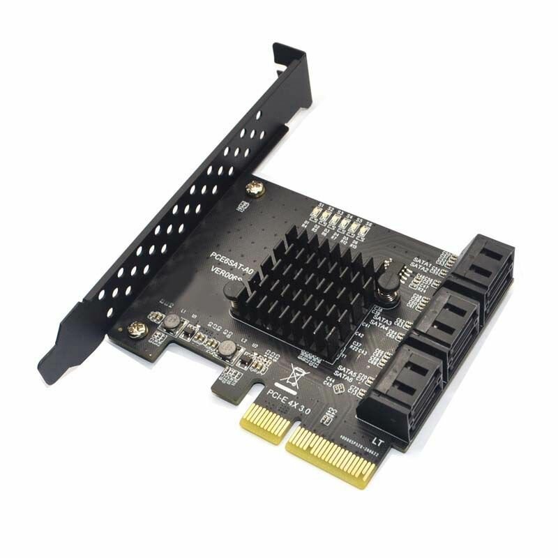 Адаптер PCI E 6 Портов 3.0 На Карту Расширения Интерфейса Express X4 SATA3.0 PCIe PCI-E Controller Для HDD для жестких дисков SATA контроллер плата расширения PCI Express x4