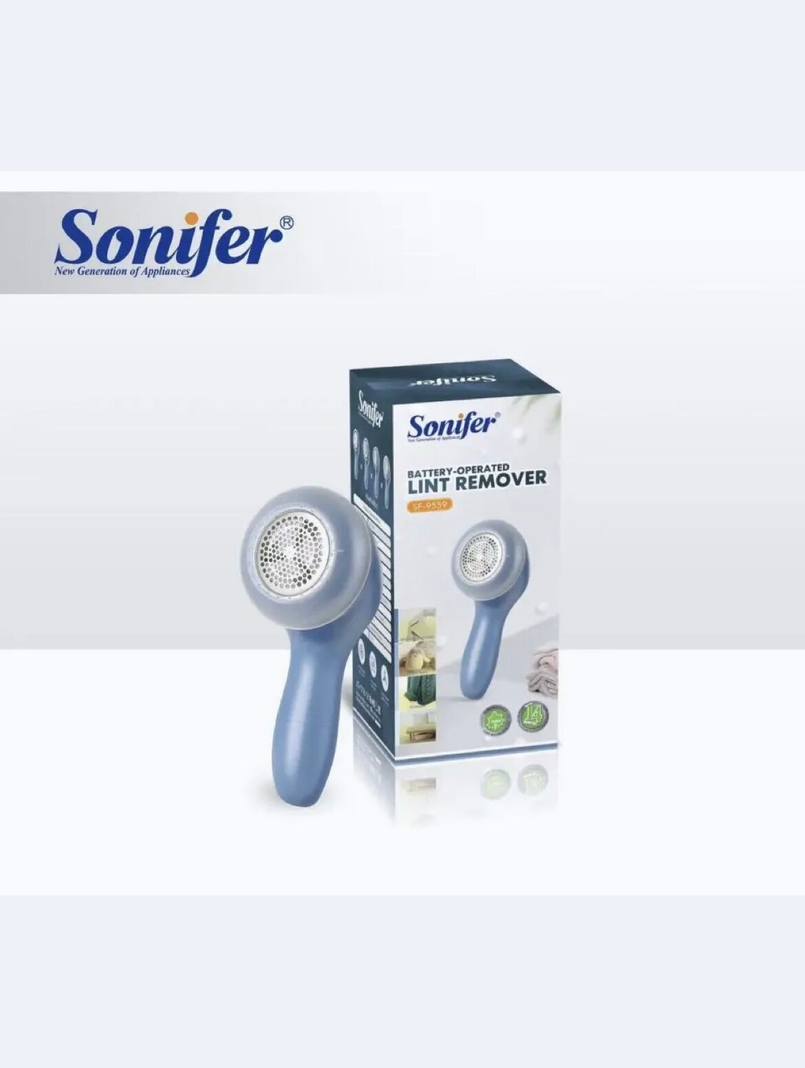 Машинка для удаления катышков Sonifer SF-9559, синяя, на батарейках