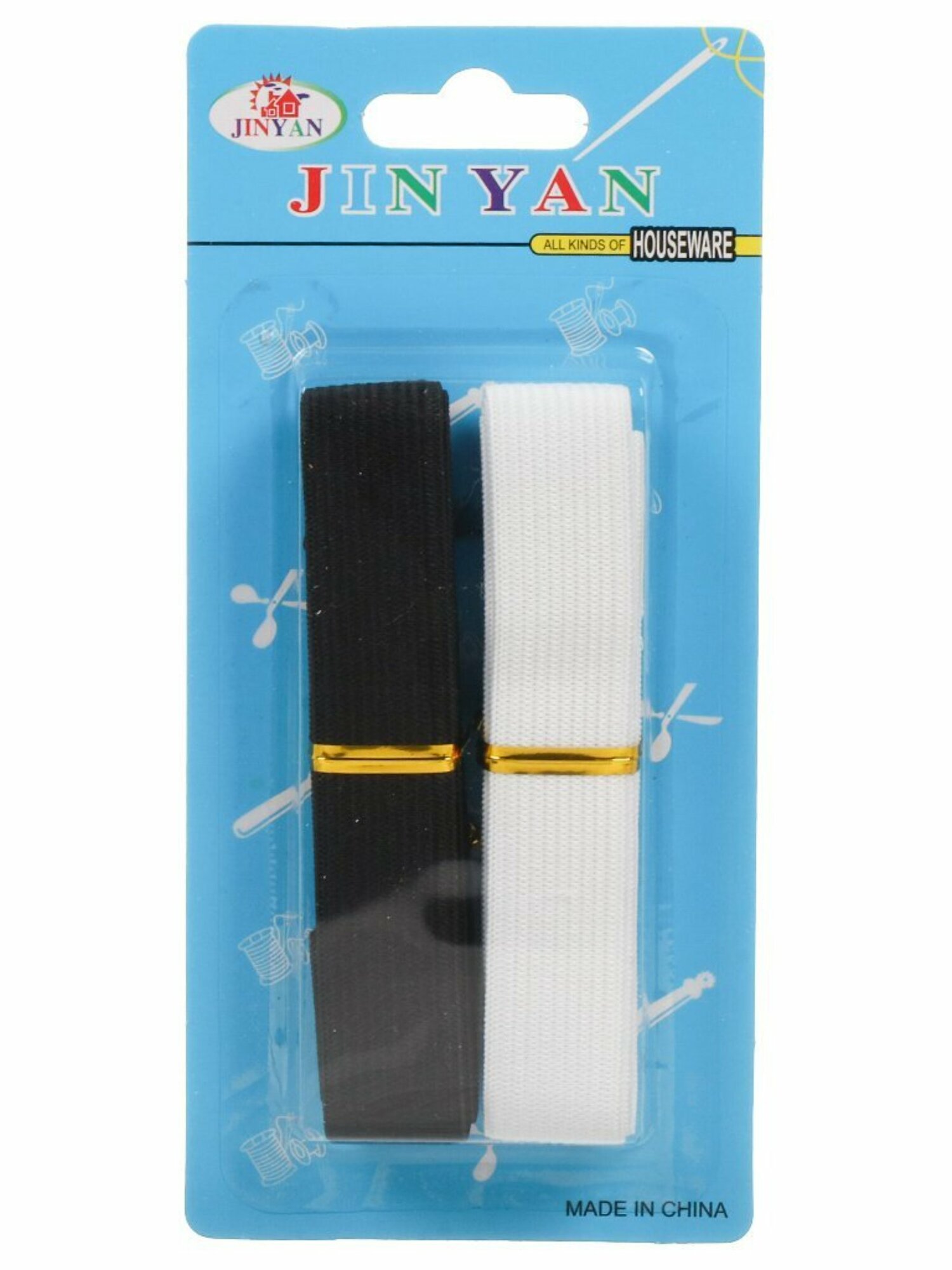 Тесьма эластичная JIN YAN 2 см 100 м, набор белая и черная резинка для шитья и рукоделия, артикул A180005