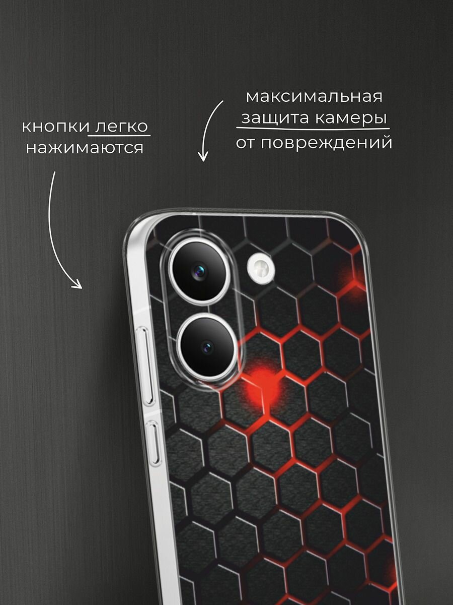 Чехол на Poco X8 Pro / Поко X8 Про с принтом Фон соты красные — фото 1