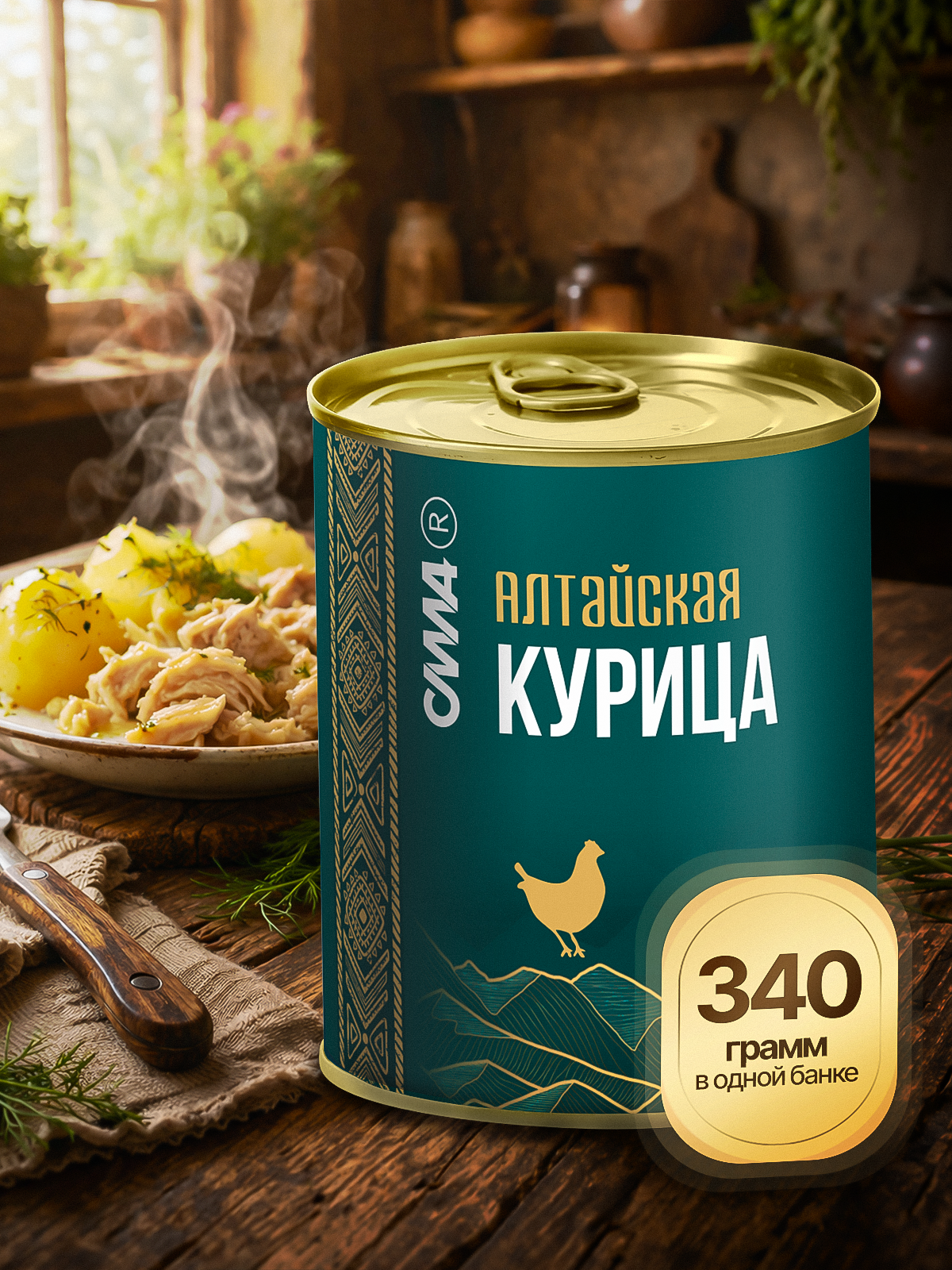 Тушенка куриная Алтайская в собственном соку 340 г