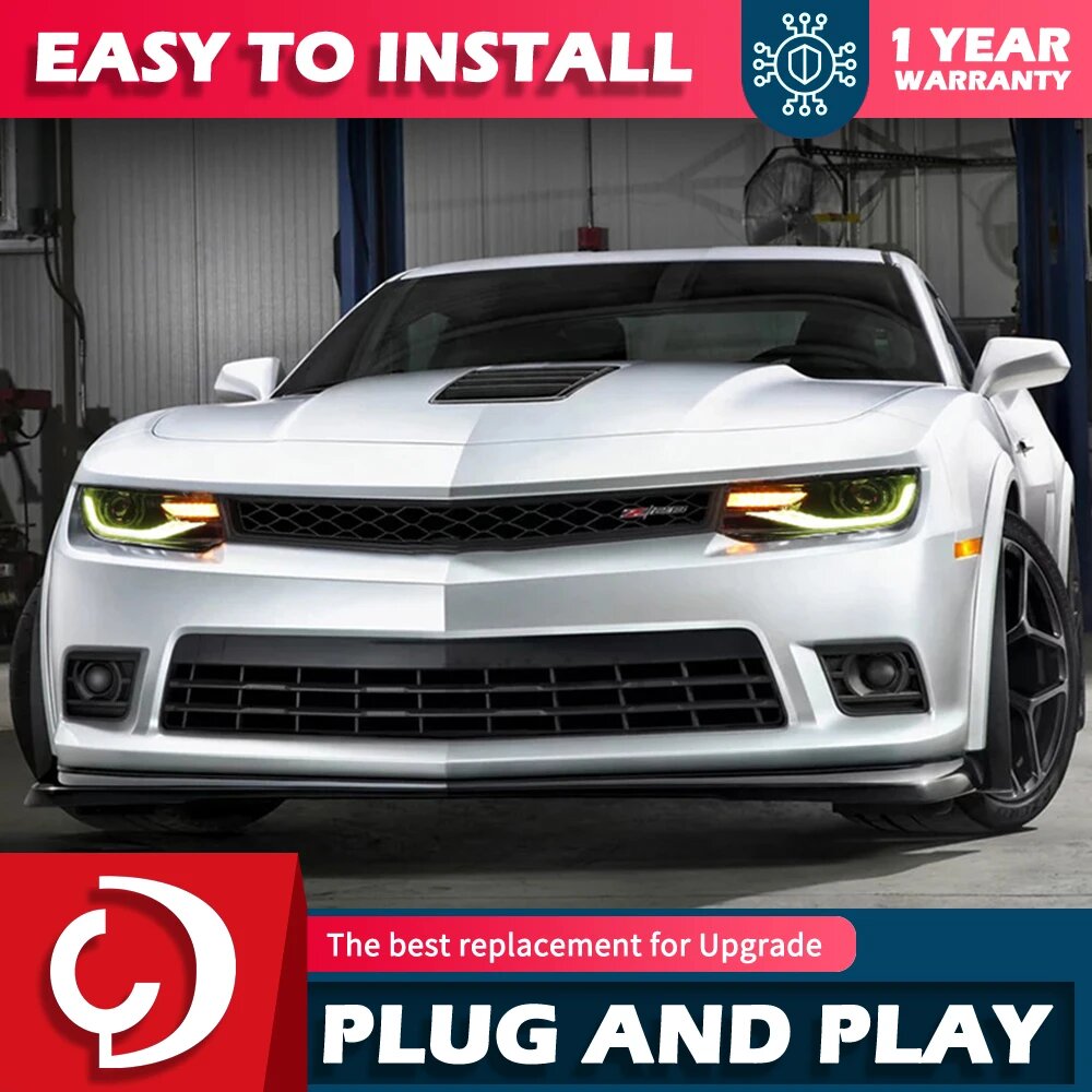 Фары для Chevrolet Camaro 2014 2015 с подвижным поворотным сигналом, двойным лучом, линзой для обычных версий, автомобильные аксессуары