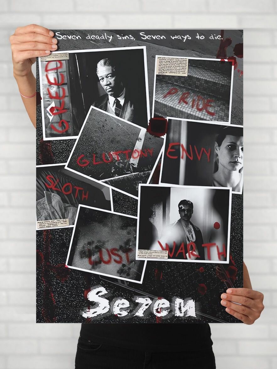 Плакат на стену для интерьера Семь (Se7en 9) - Постер по фильму кино формата А1 (60x84 см)