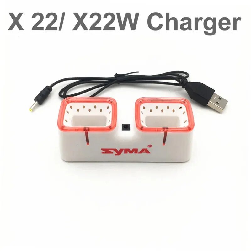 Зарядное устройство и аккумулятор Syma X22 X22W, 3.7V 400mAh LiPo, с двойным USB-разъемом, защита от перезаряда, для радиоуправляемых дронов, запасные части