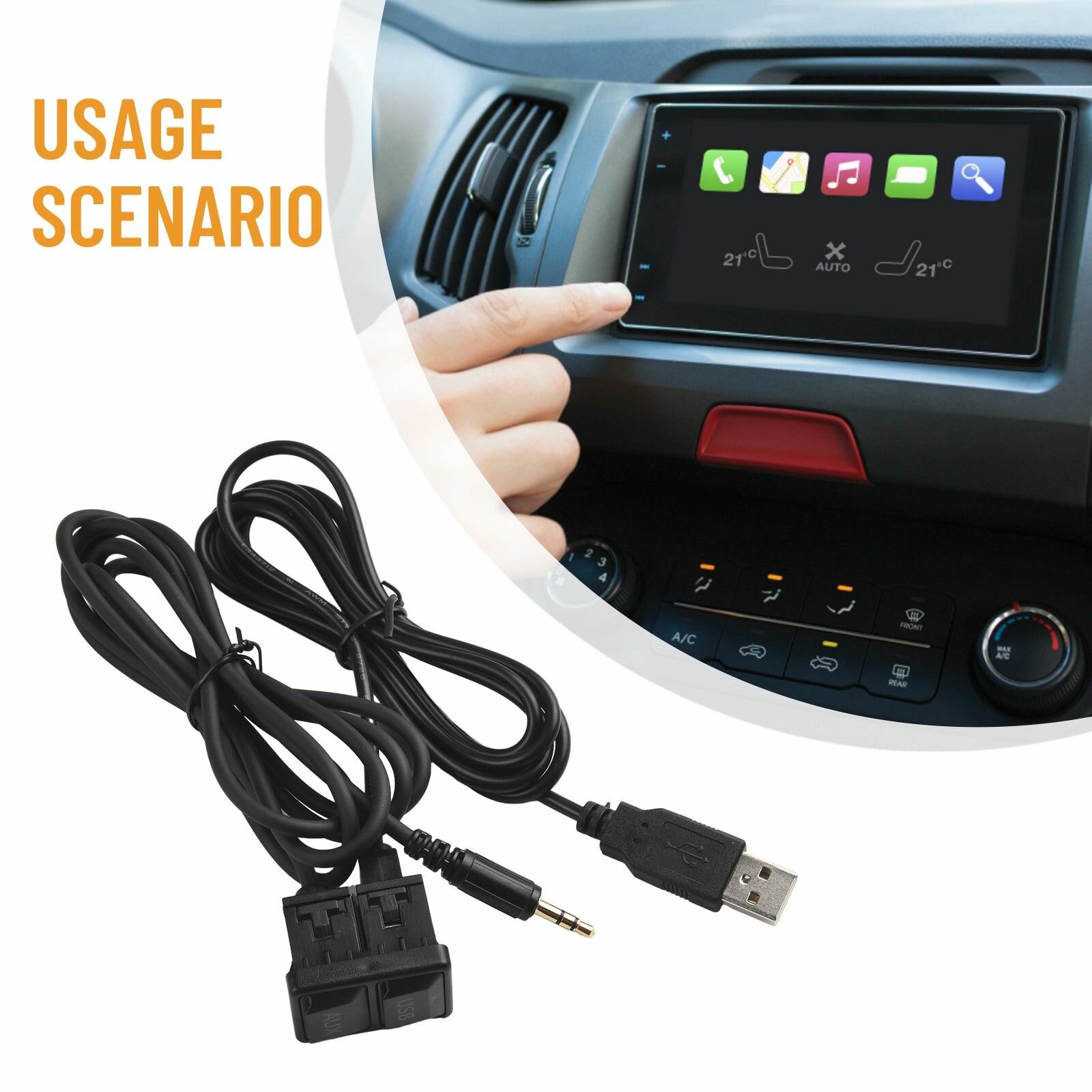 USB-панель для приборной панели с AUX входом и пылезащитной заглушкой — встраиваемый автомобильный адаптер с жгутом