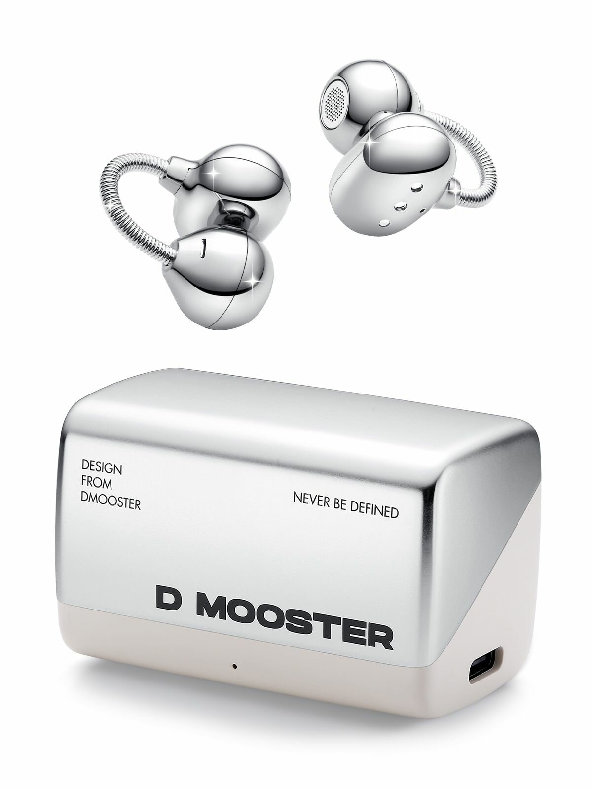 D MOOSTER Наушники беспроводные с микрофоном, Bluetooth, USB Type-C, серебристый