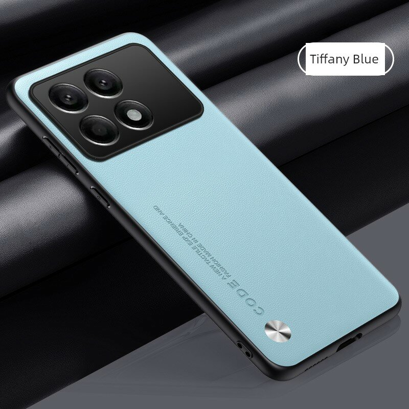 Чехол для смартфона Redmi K70 - Кожаный полный чехол, ударопрочный, цвет Тиффани Блю, устойчивый к царапинам