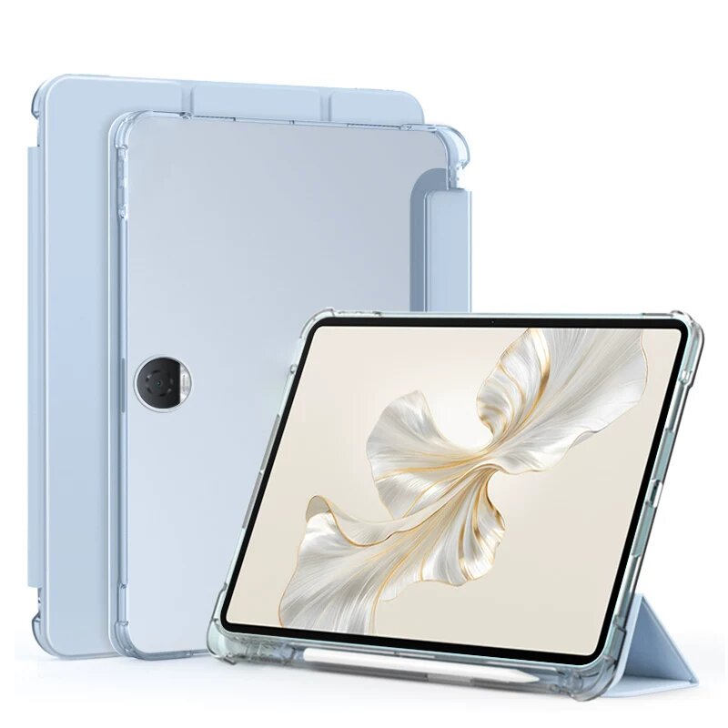 Чехол для планшета Honor Tablet 9 Matte 12.1 дюймов прозрачный силиконовый с отсеком для ручки и ледяно-голубым цветом