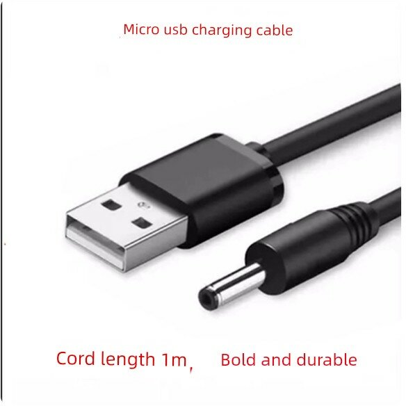 1-метровый USB-кабель с малым круглым разъемом, черный цвет для светодиодного аварийного освещения, прочная конструкция