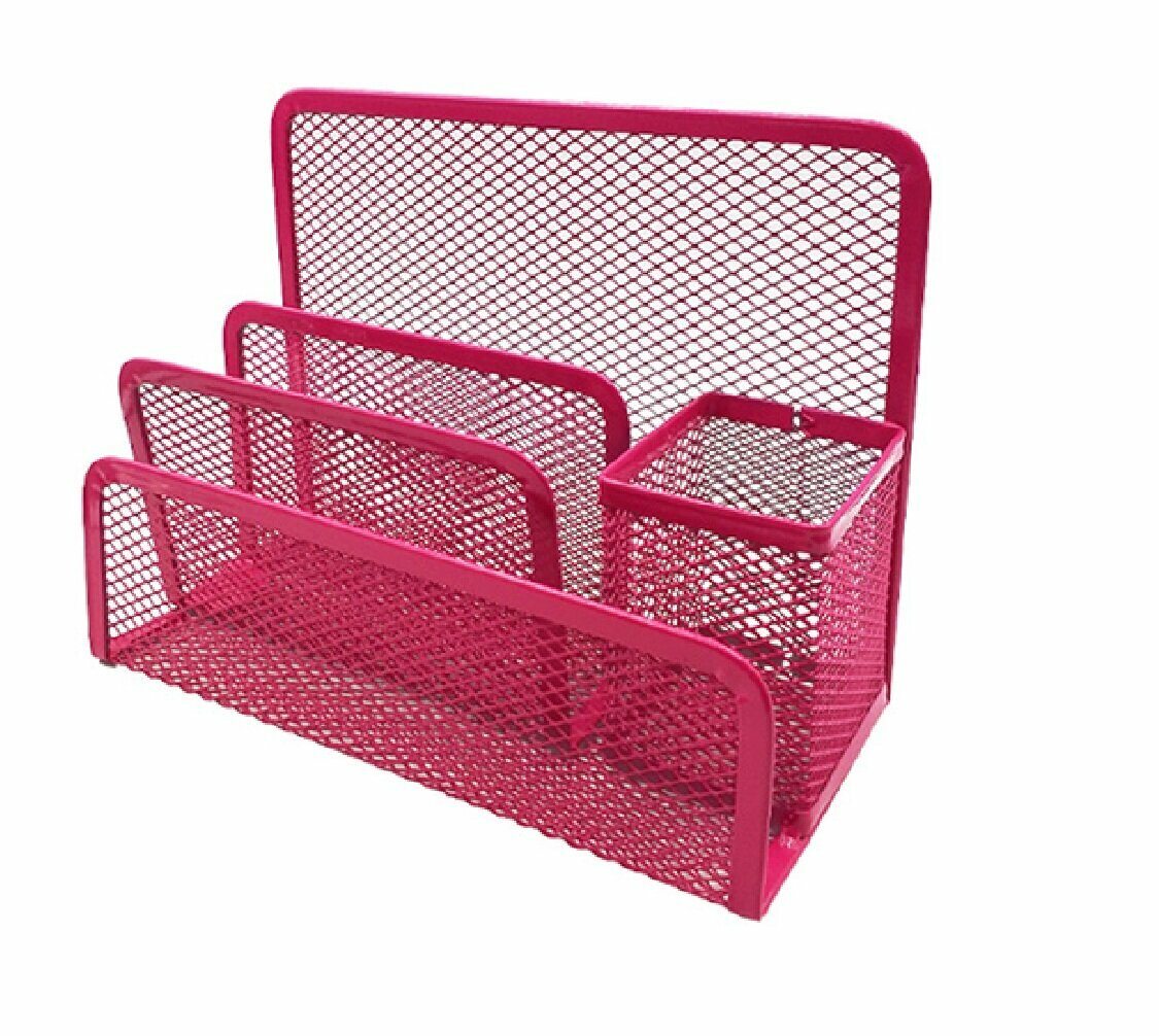 Подставка KWELT, металл, темно-розовая, 4 отделения, 17x8x13 см