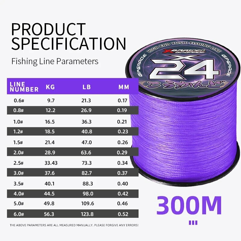 Плетеная леска YGK G-Soul X24, 4.0, 300м, фиолетовый