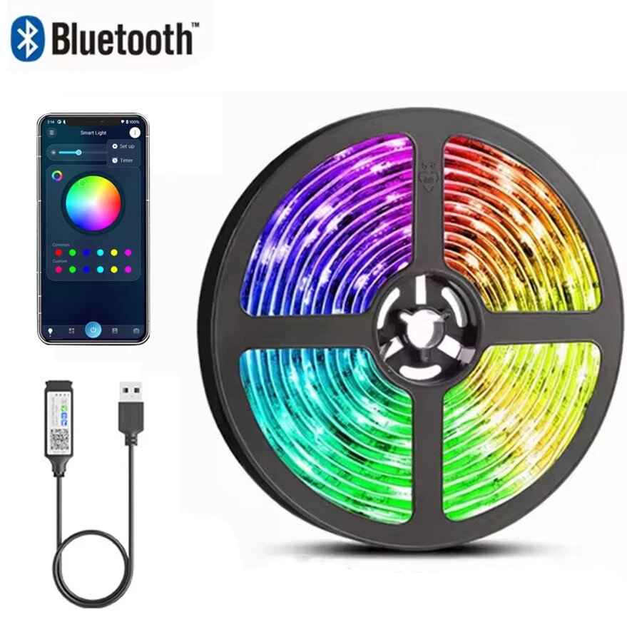 Светодиодная лента RGB 5м, управление через APP