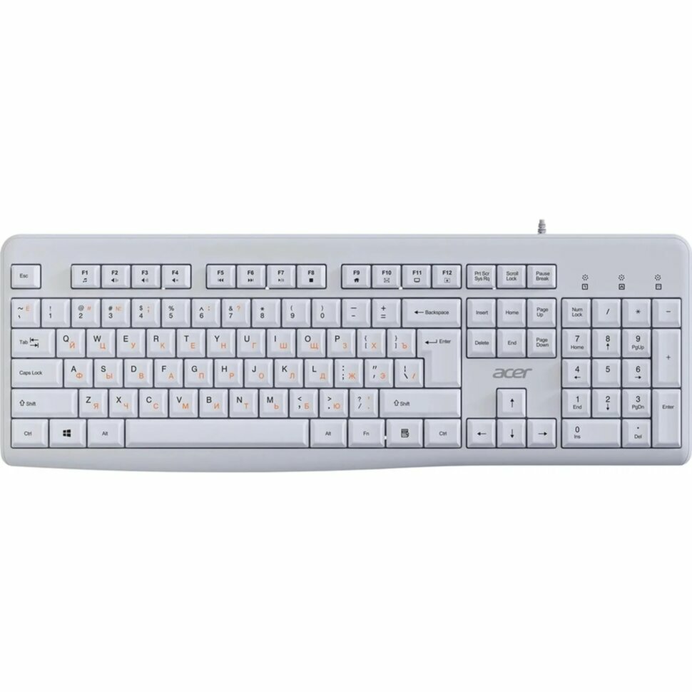 Клавиатура Acer OKW500 белый USB Multimedia (ZL. KBDEE.01S) каб:1.8м, 2491512