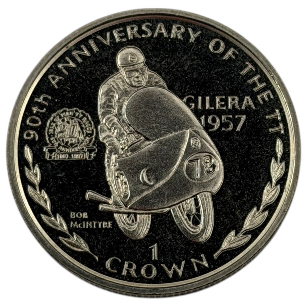 Остров Мэн 1 крона 1997 г. (90 лет Мотогонкам "Tourist Trophy" - Боб МакИнтайр)