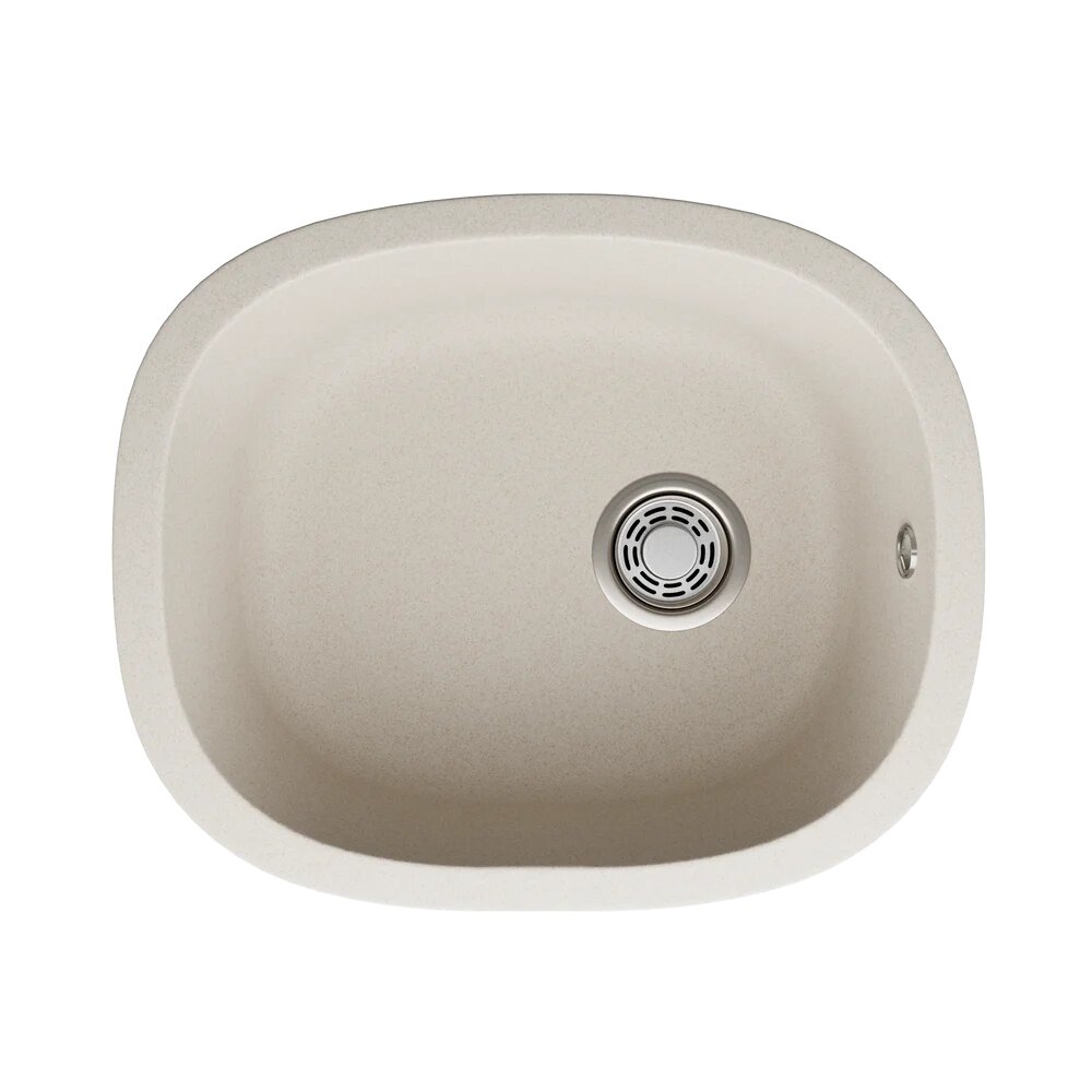 Мойка кухонная Emar Quartz EMQ-1560. P кварцевая, 46x56, мойка для кухни, под столешницу, бежевая, овальная, матовая