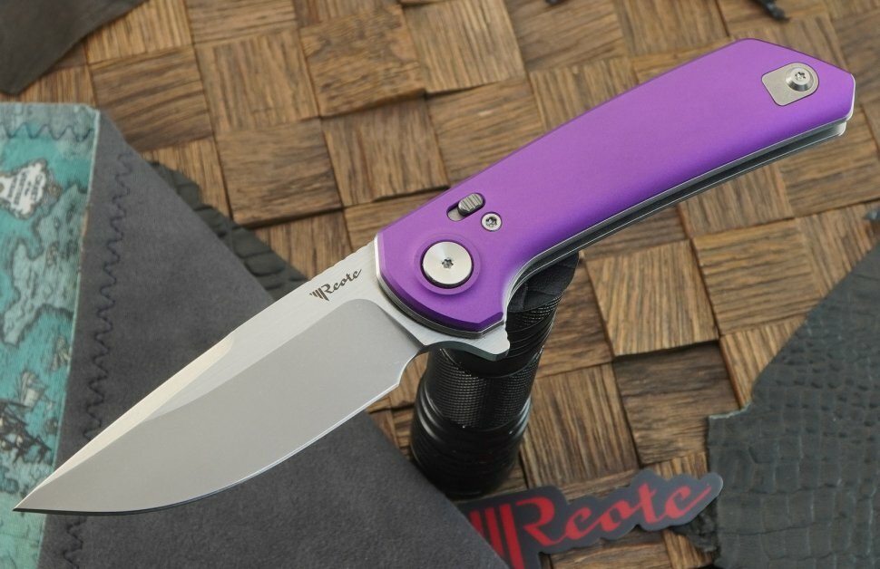 Складной нож Reate Knives PL-XF, сталь Nitro-V, S/SW, рукоять фиолетовый алюминий