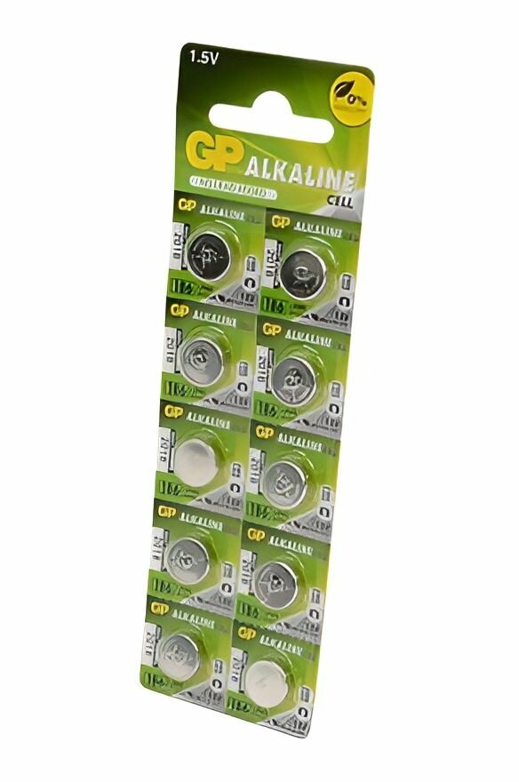 Дисковая батарейка 10 шт. AG12/LR43/386/186 - GP Alkaline cell 186-C10 AG12