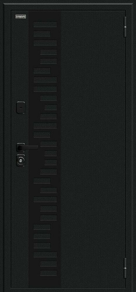 Входная Дверь Bravo Техно Д2/SBlack Букле Черное/White Silk 960x2050мм Правое Открывание / Браво.