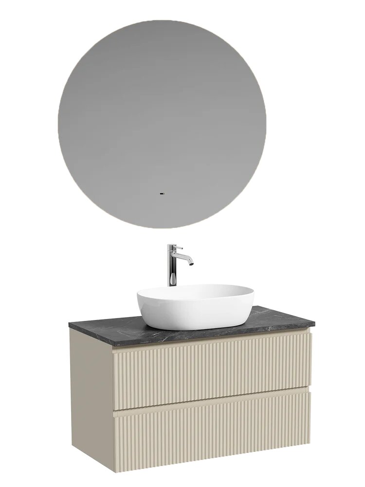 Мебель для ванной комнаты Sancos Snob R 90 бежевая (beige soft), со столешницей TT90A1X, раковина CN5010