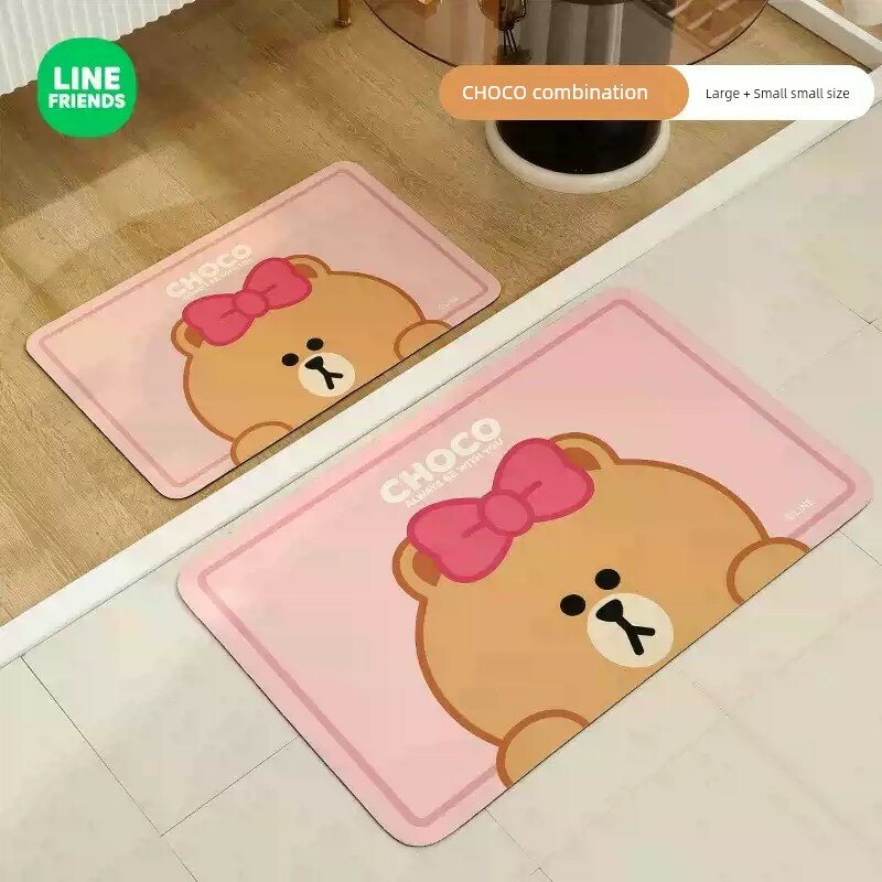 LINE FRIENDS мягкий напольный коврик из диатомовой грязи, быстросохнущий впитывающий нескользящий коврик для ванной