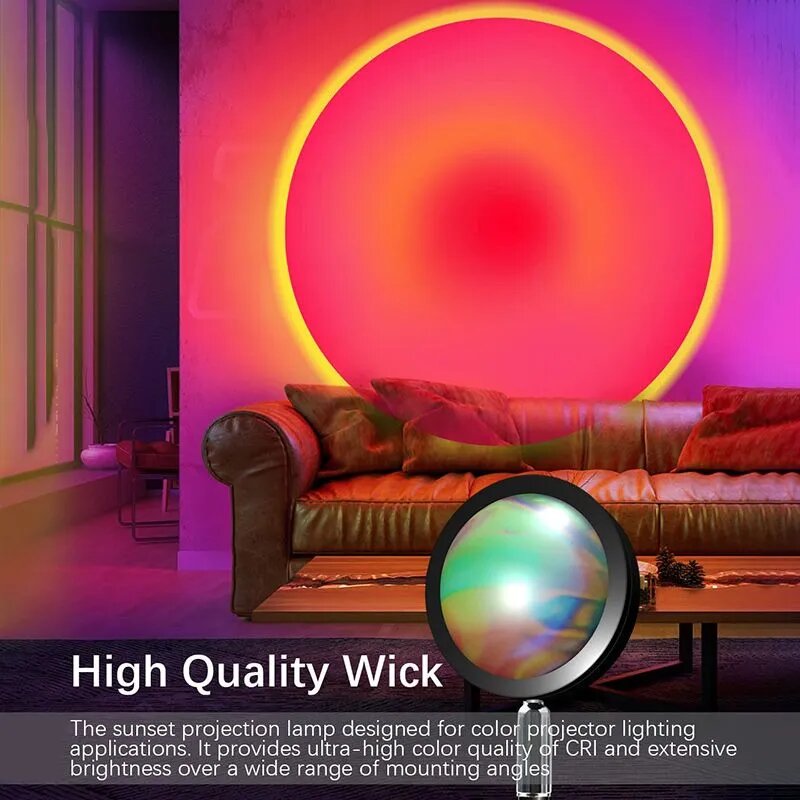 Светильник Smart Sunset Lamp APP Controller RGB music controller, Черный, Китай — фото 1