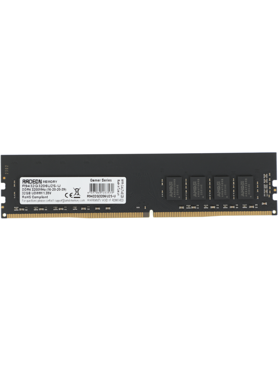 Память DDR4 32GB 3200MHz AMD R9432G3206U2S-U R9 RTL PC4-25600 CL16 DIMM 288-pin 1.35В RTL