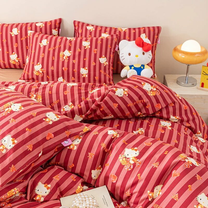 Пододеяльник HelloKitty Sanrio класса А из чистого хлопка, новинка 2026 года, цельный, двухслойный, из марлевой ткани,
