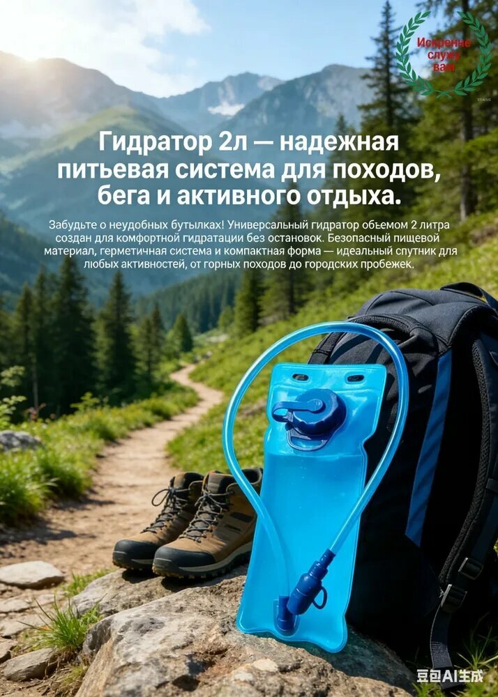 Гидратор 2л, герметичная питьевая система для походов, бега и активного отдыха