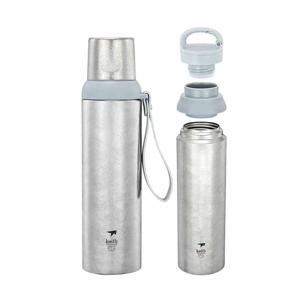 Бутылка для воды Keith Titanium с вакуумной изоляцией FlexLid - 800 мл