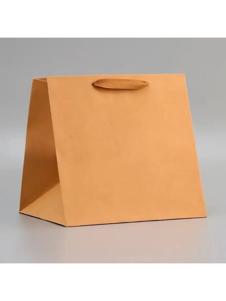 Прочный крафтовый пакет с квадратным дном 25×25×25 см