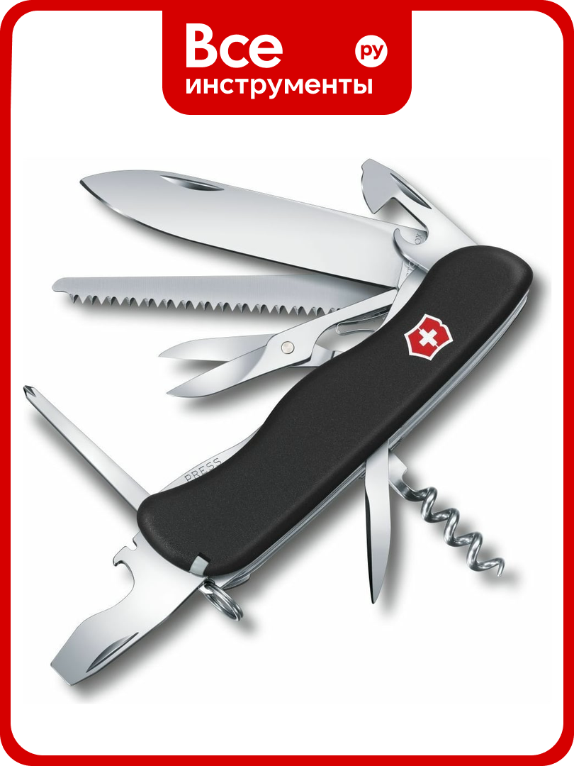Нож Victorinox Outrider 111 мм, 14 функций, черный 0.8513.3, снятия изоляции Шило