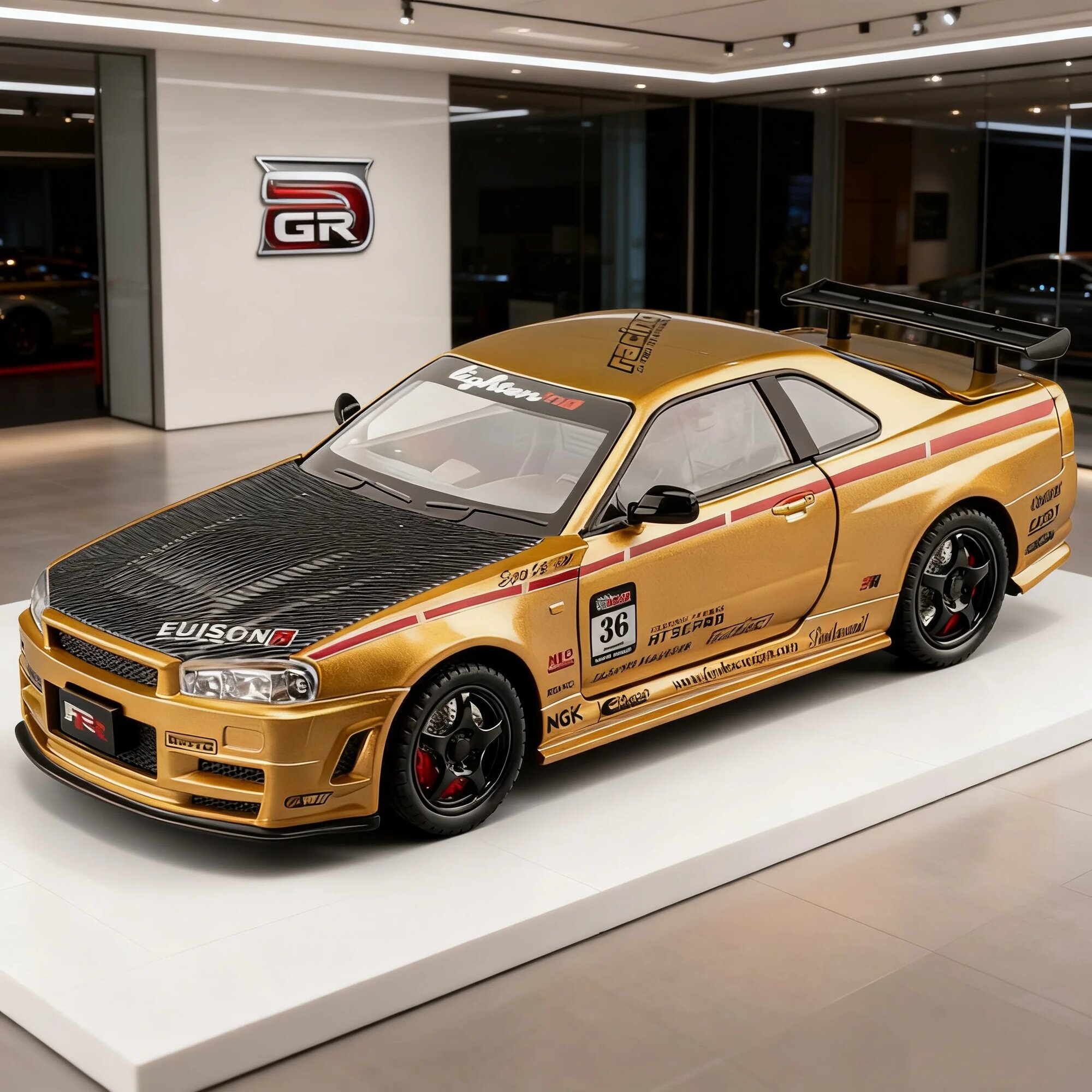 Модель автомобиля Nissan Skyline GTR R34 1:24, Золотой