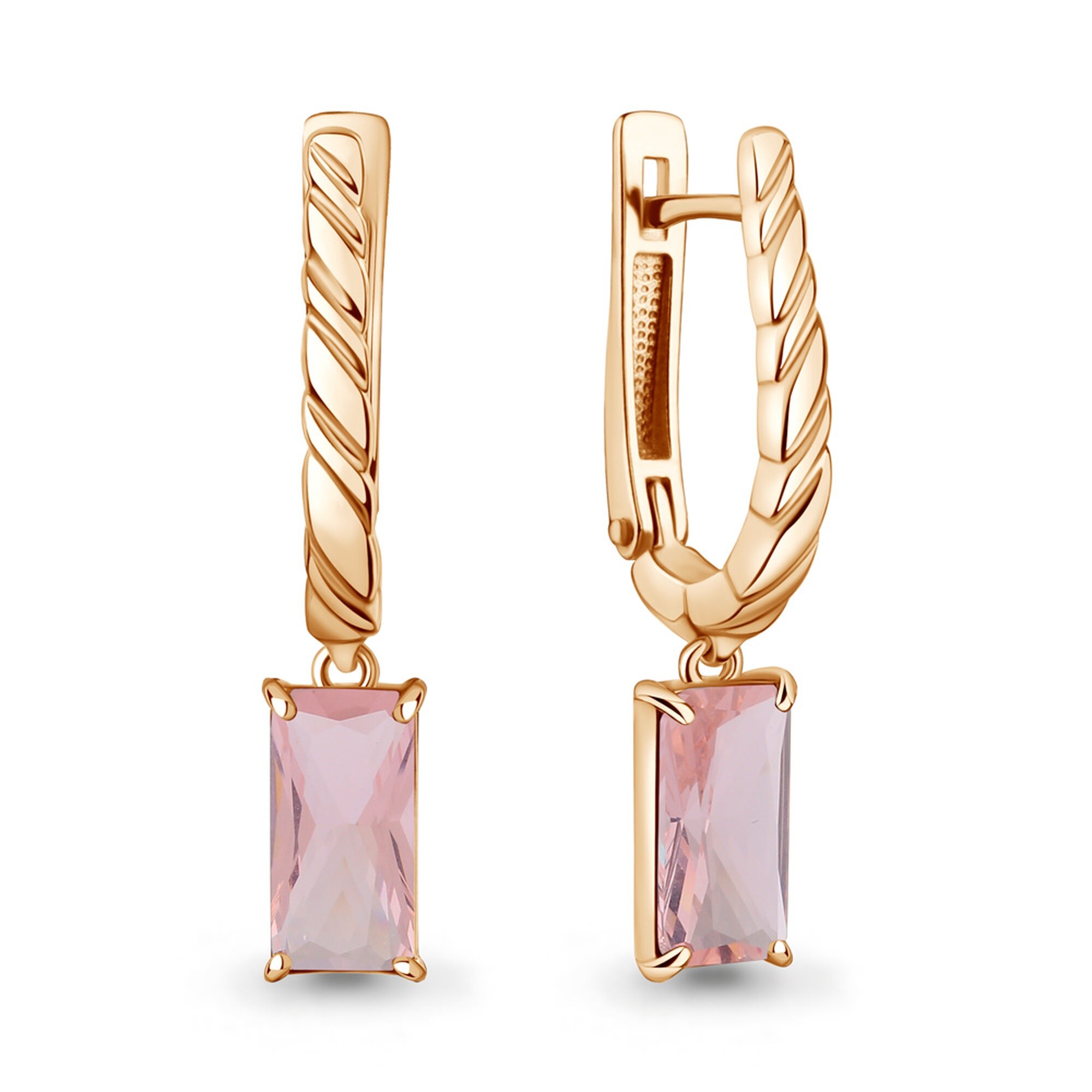 Серьги, серебро, 925 проба, золочение, морганит
