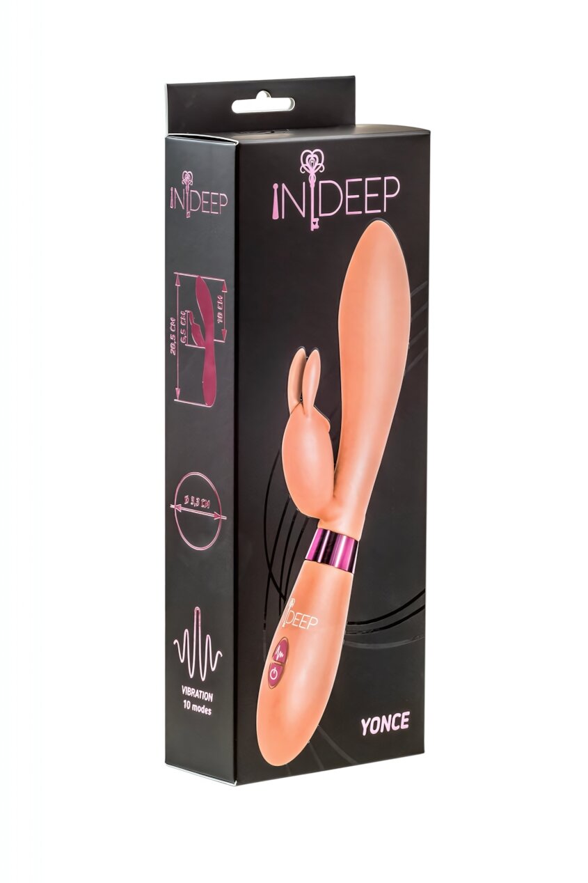 Вибратор Indeep "Yonce" для двойной стимуляции, силикон, бежевый