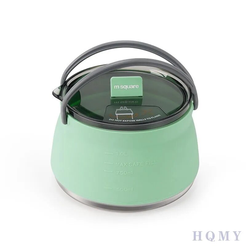 Кастрюля походная складная силиконовая со стальным дном,1000ml