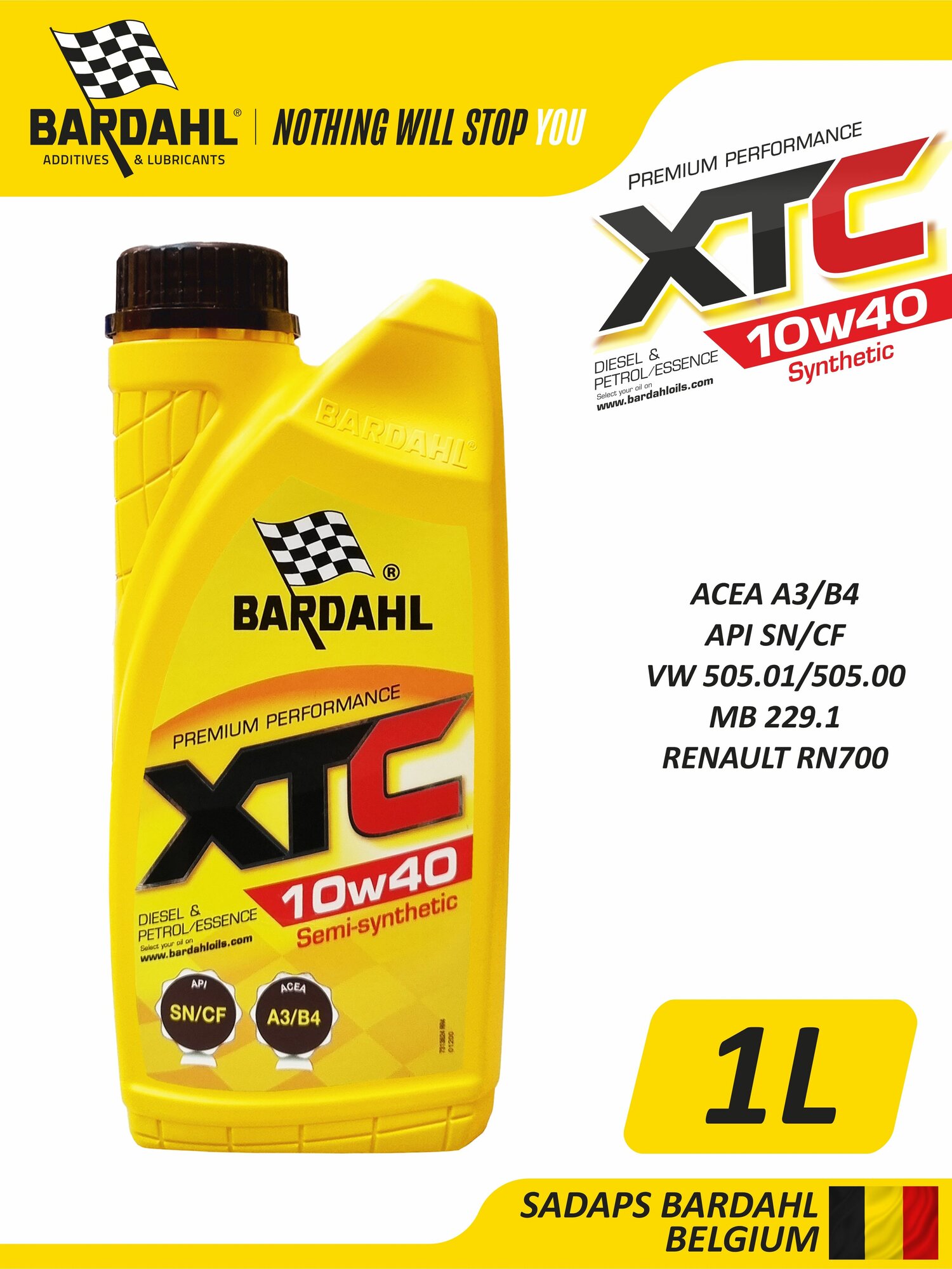 Bardahl Xtc 10W-40 Масло моторное, Полусинтетическое, 1 л