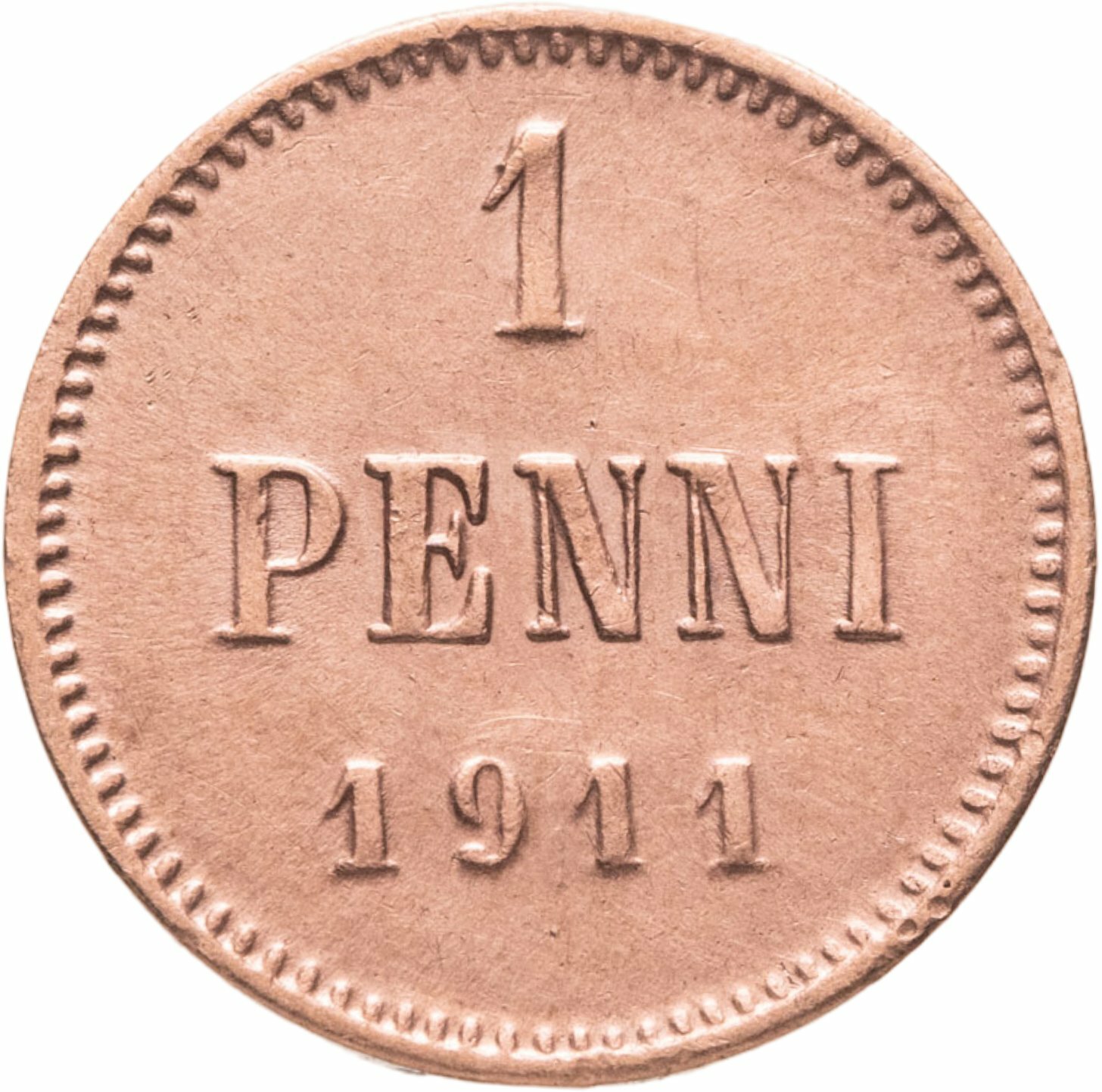 1 пенни penni 1911 Российская Финляндия, Медь, в сохранности XF
