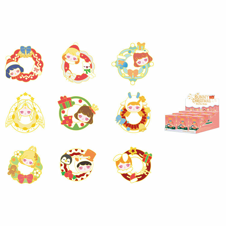 Значки-броши унисекс POP MART Bunny Christmas Collection, Full Box 9 Pcs, коллекционные игрушки