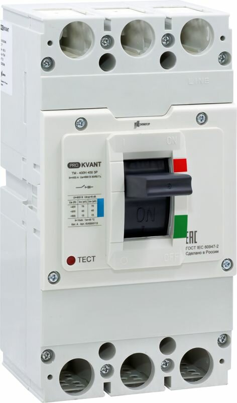 Выключатель автоматический PRO.KVANT TM-400S 3P 400А 50кА в литом корпусе с термомагнит. расцеп. Контактор KV0000108