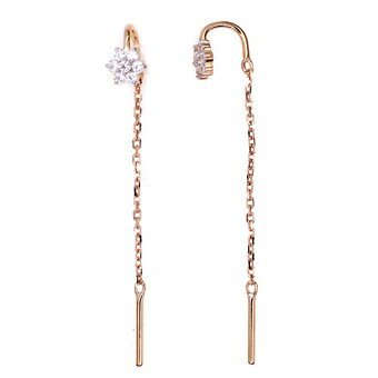 Серьги JEWELIN, красное золото, 585 проба, фианит