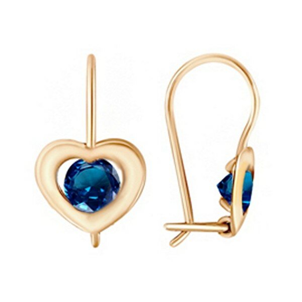 Серьги, красное золото, 585 проба, фианит