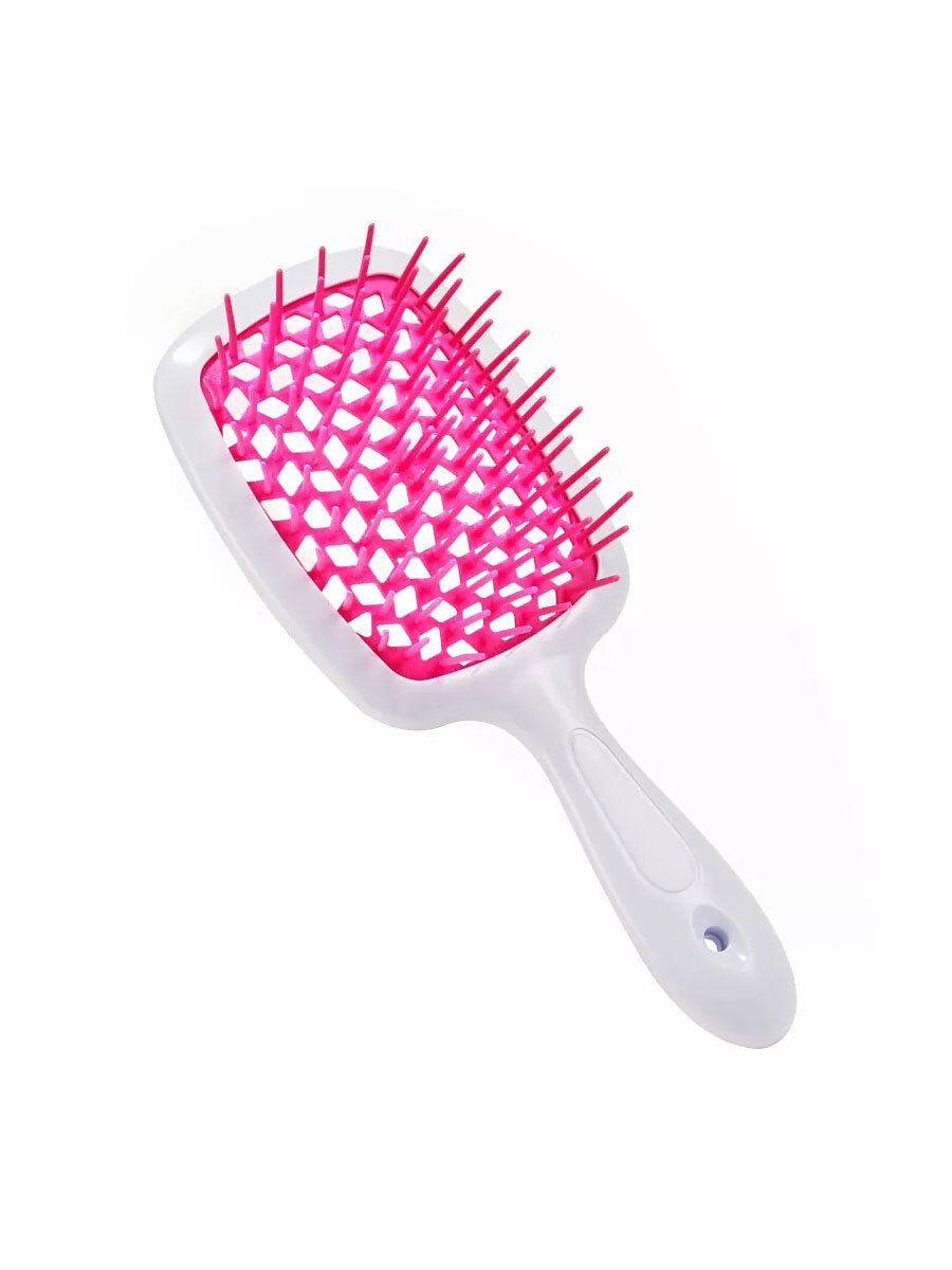 Расческа BEAUTY GALLERY, массажная, продувная, White + Pink