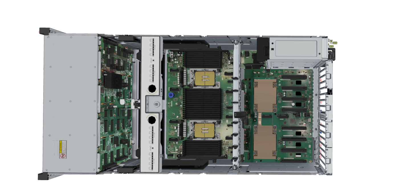 Двухпроцессорный ИИ-сервер формата 4U FusionServer G5500 V7, оснащён процессорами 8480+, корпус на 9 дисков 3,5 дюйма