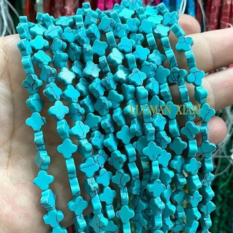 Натуральные бусины LUOMAN XIARI халцедон 7-8 мм Синий, 7-8mm 22-24pcs, blue howlite