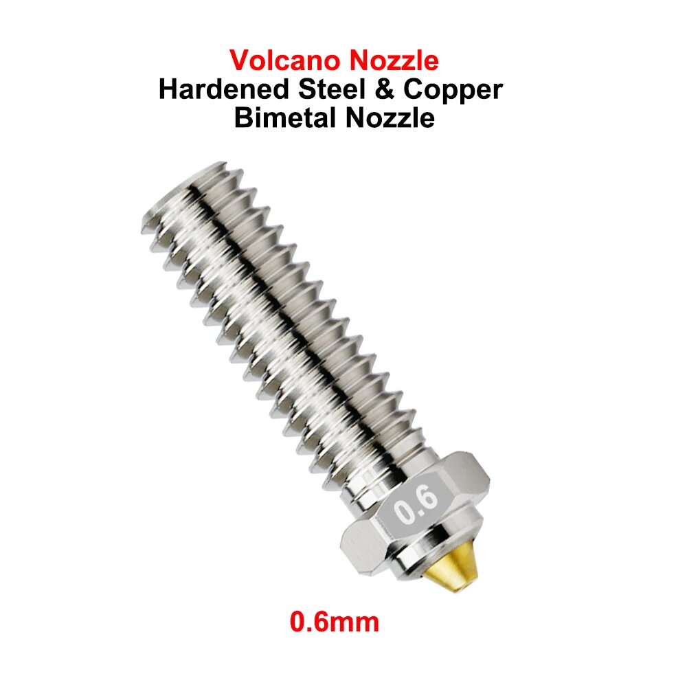 V6 Volcano форсунки 0,4/0,6/0,8 мм золотые биметаллические 1 pc, 0.6mm Volcano
